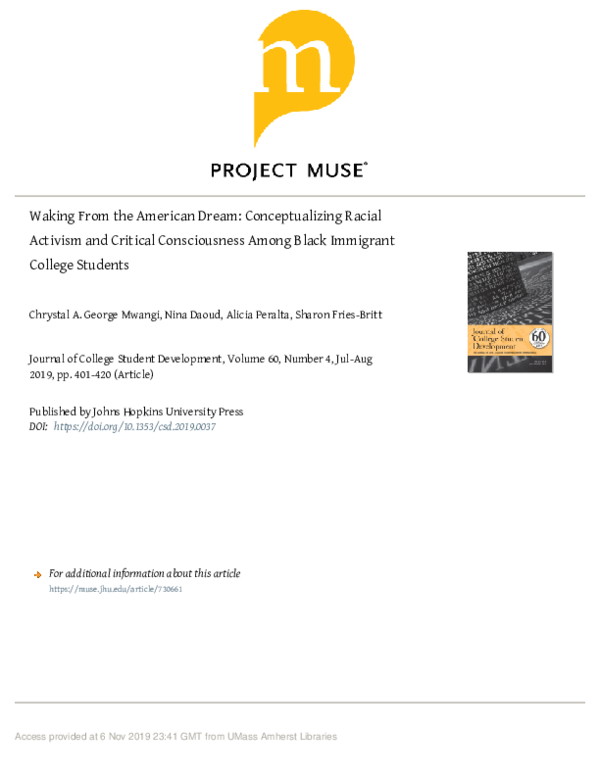 (PDF) Waking From the American Dream: Conceptualizing Racial Activism ...