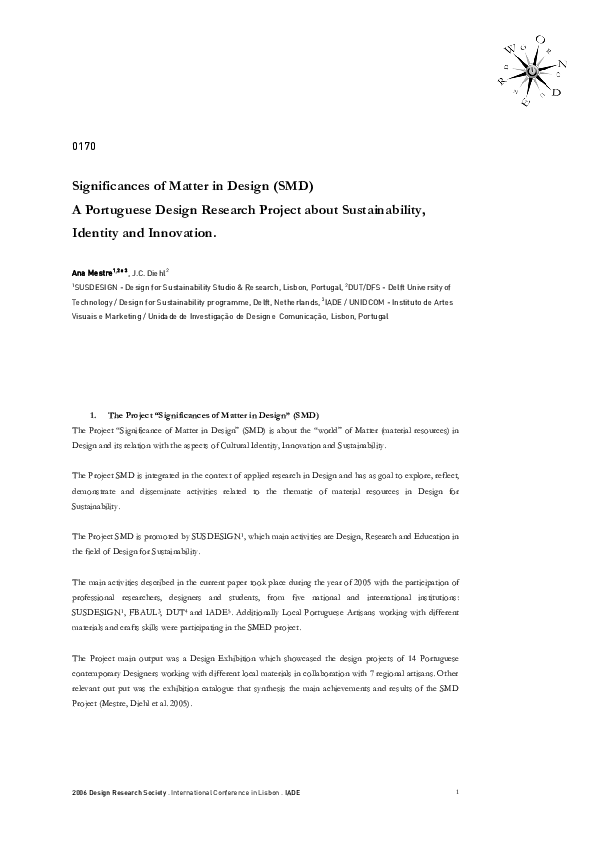(PDF) Significances of Matter in Design (SMD) A Portuguese Design Research Project about ...