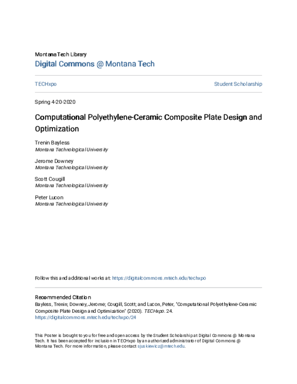 (PDF) Computational Polyetheylene-Ceramic Composite Plate Design and Optimization