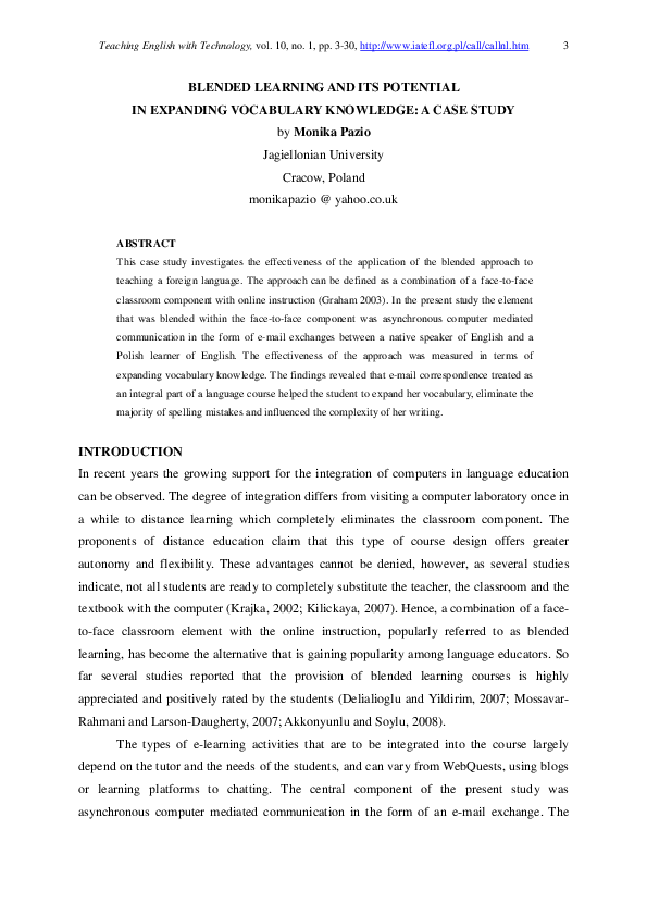 (PDF) Blended Learning and Its Potential in Expanding Vocabulary ...