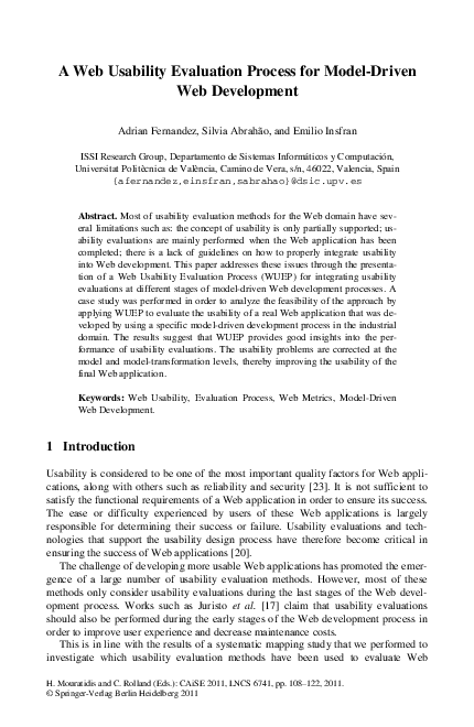(PDF) A Web Usability Evaluation Process for Model-Driven Web Development