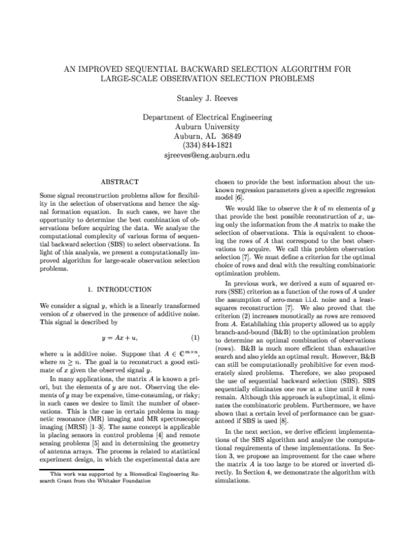 (PDF) An improved sequential backward selection algorithm for large-scale observation selection ...