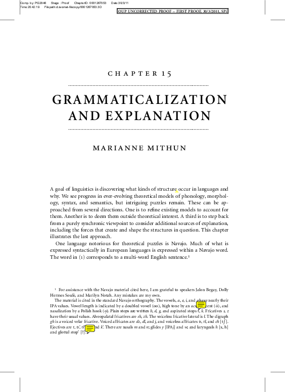 (PDF) Grammaticalization and explanation