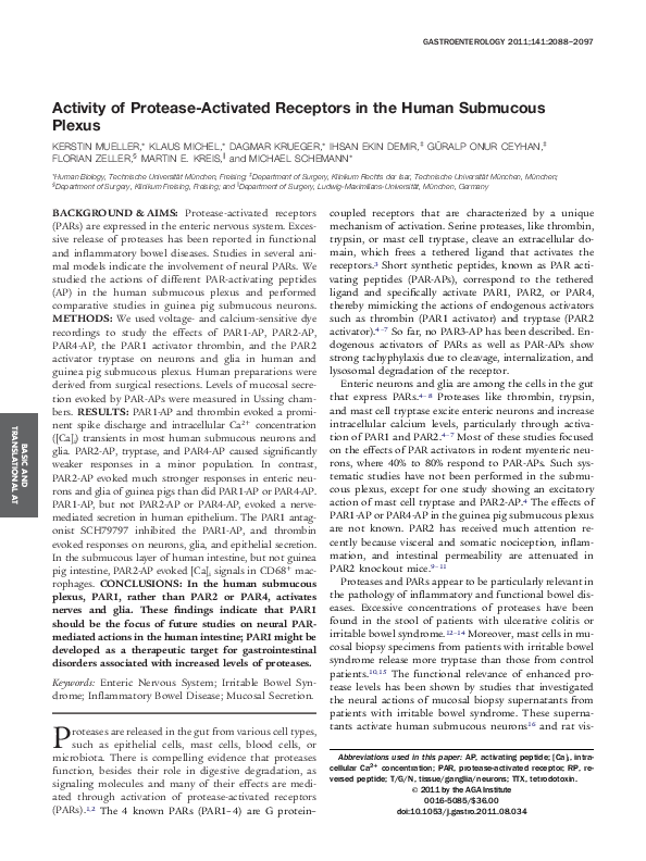 (PDF) Activity of Protease-Activated Receptors in the Human Submucous ...