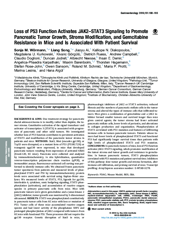 (PDF) Loss of P53 Function Activates JAK2-STAT3 Signaling to Promote ...