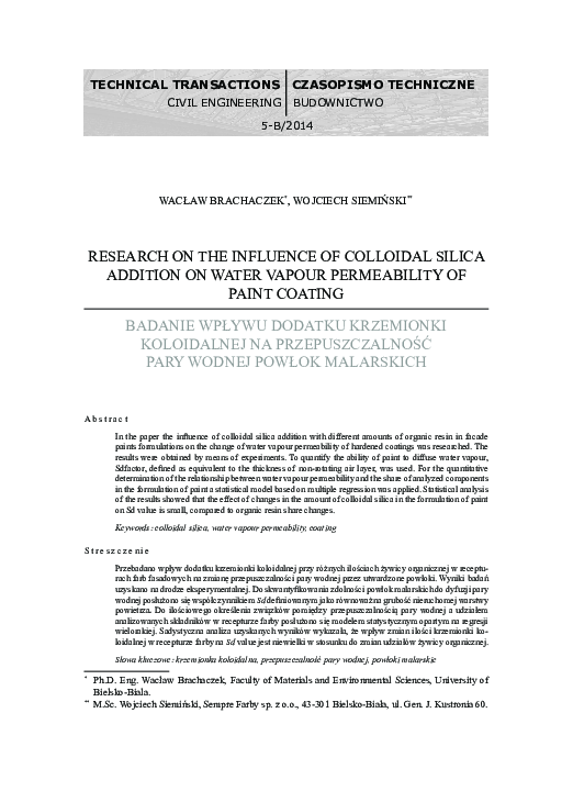(PDF) Research on the influence of colloidal silica addition on water ...
