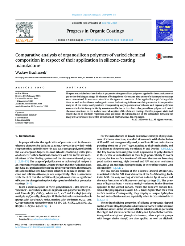 (PDF) Comparative analysis of organosilicon polymers of varied chemical ...