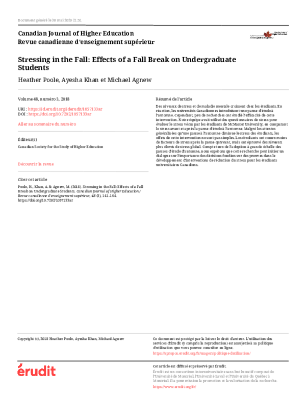 (PDF) Stressing in the Fall: Effects of a Fall Break on Undergraduate ...