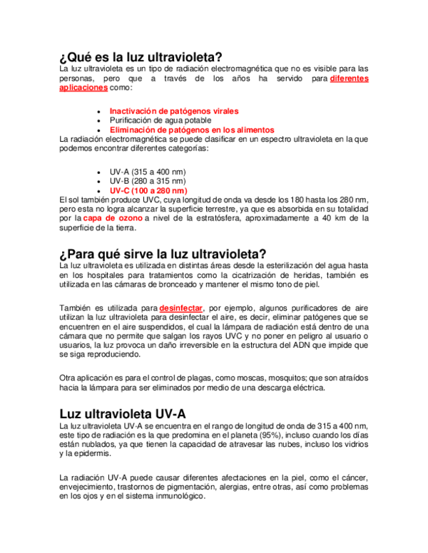 (PDF) Qué es la luz ultravioleta