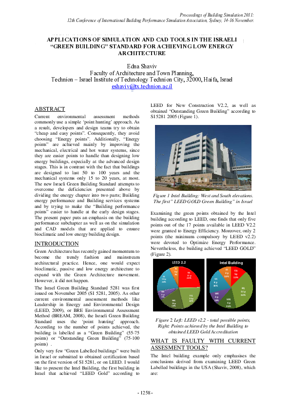 (PDF) Of Simulation and Cad Tools in T e Israeli “ Green Building ...