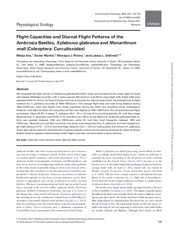 (PDF) Flight Capacities and Diurnal Flight Patterns of the Ambrosia ...