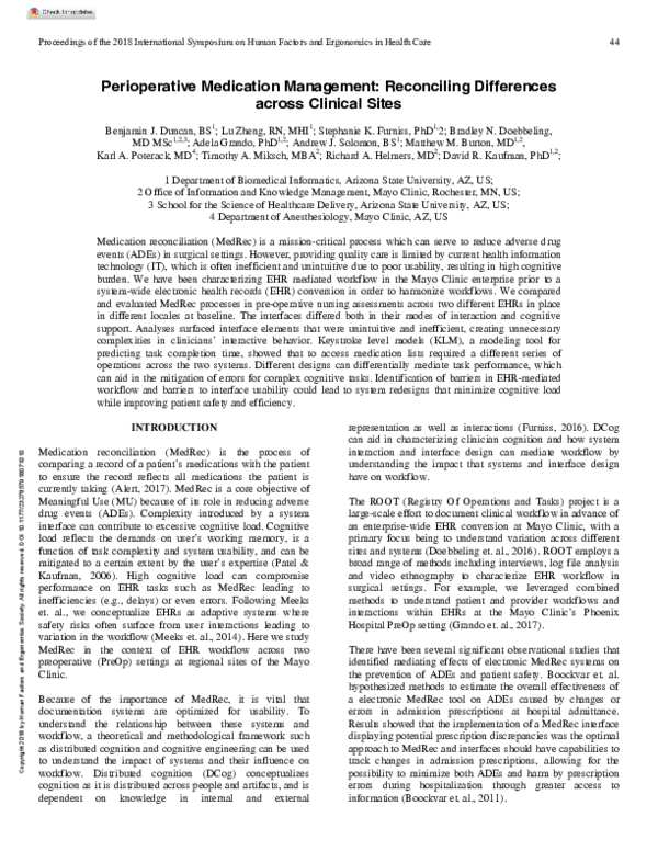 (PDF) Perioperative Medication Management: Reconciling Differences ...