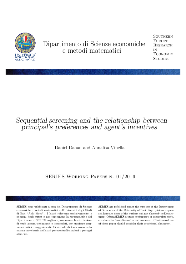 (PDF) Sequential Screening and the Relationship between Principal's Preferences and Agent's ...