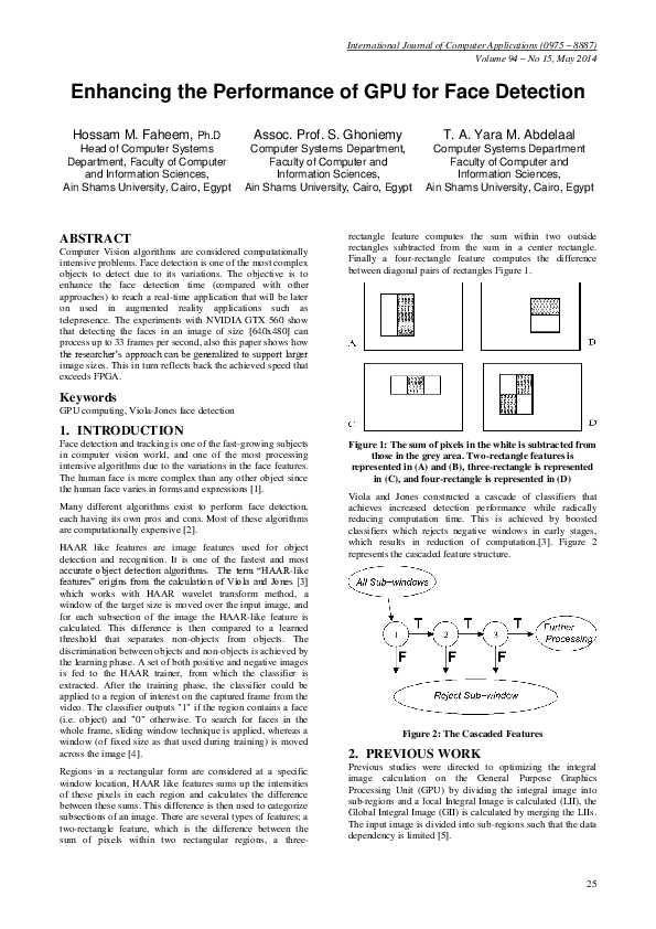 (PDF) Enhancing the Performance of GPU for Face Detection