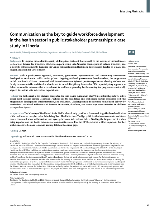 (PDF) Communication as the key to guide workforce development in the health sector in public ...