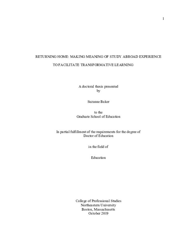 (PDF) Returning home : making meaning of study abroad experience to ...