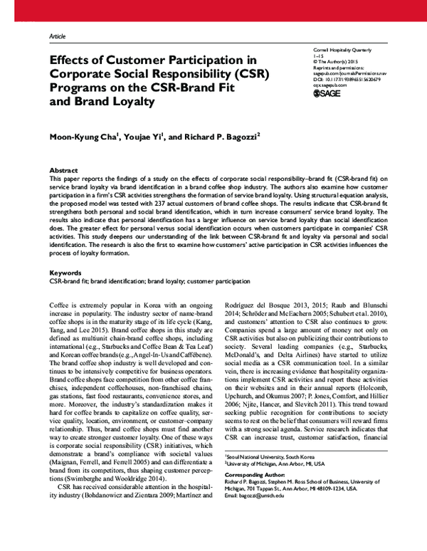 (PDF) Effects of Customer Participation in Corporate Social ...