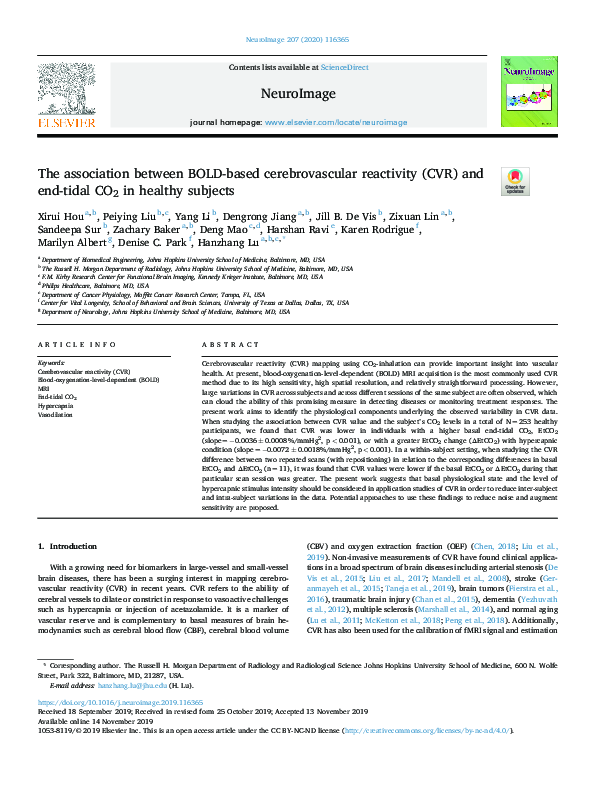 (PDF) The association between BOLD-based cerebrovascular reactivity ...