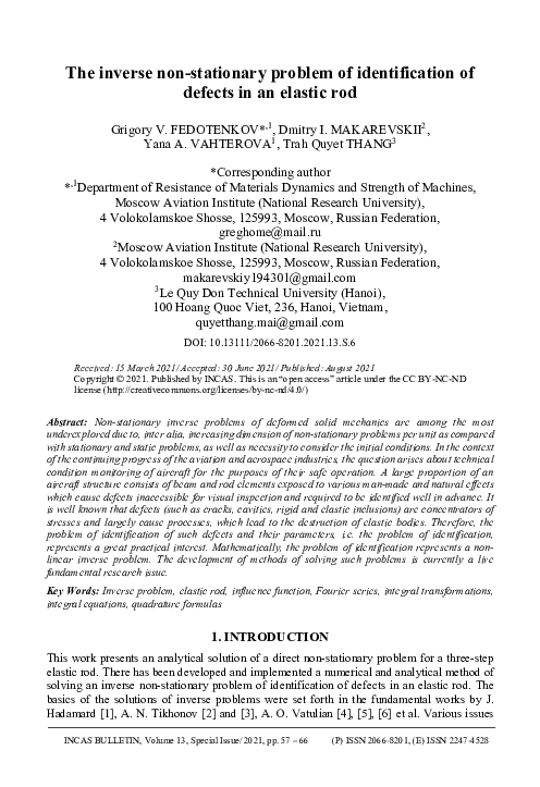 (PDF) The inverse non-stationary problem of identification of defects ...