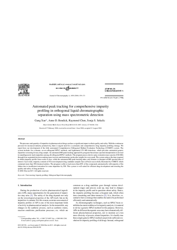 (PDF) Automated peak tracking for comprehensive impurity profiling in orthogonal liquid ...