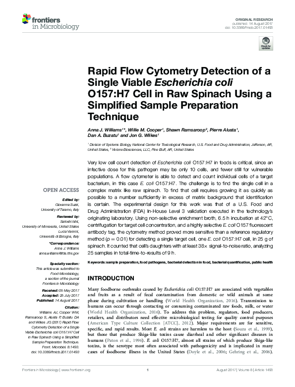 (PDF) Rapid Flow Cytometry Detection of a Single Viable Escherichia ...