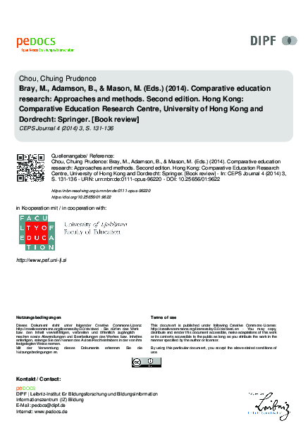 (PDF) Comparative education research: approaches and methods