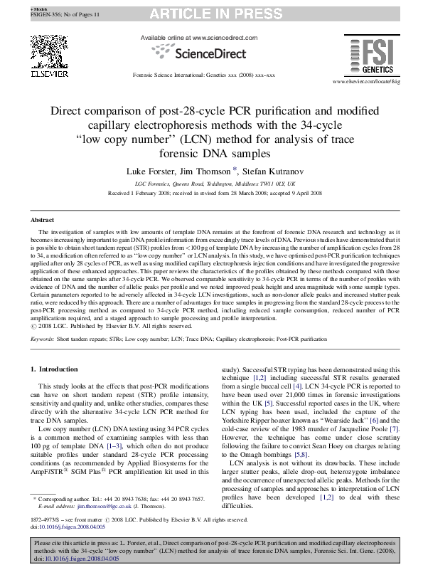 (PDF) Direct comparison of post-28-cycle PCR purification and modified ...