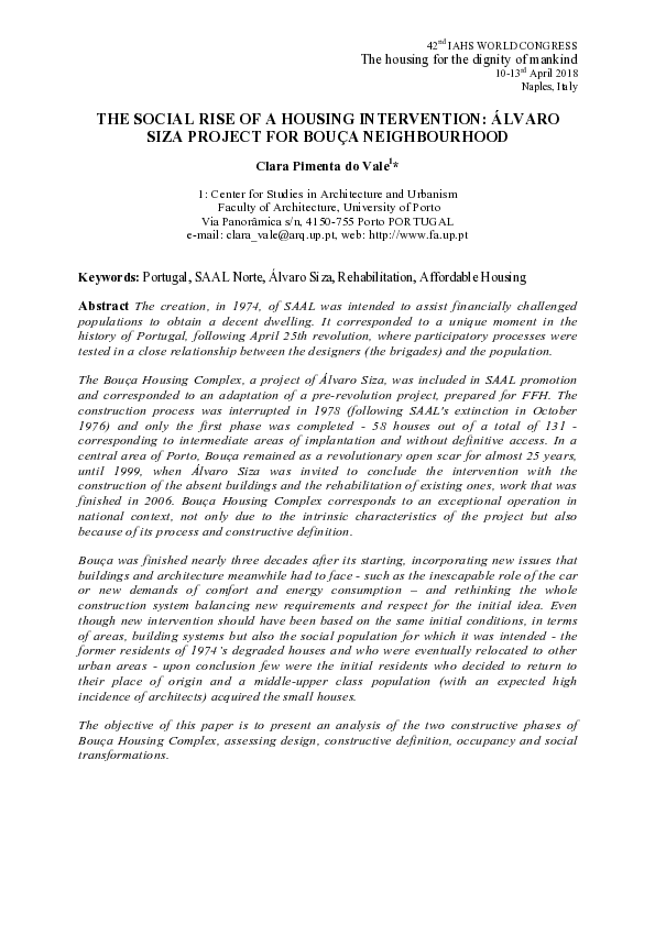 (PDF) The social rise of a housing intervention: Álvaro Siza project ...