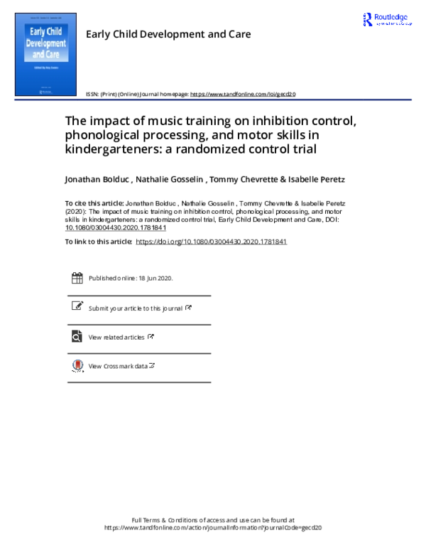 (PDF) The impact of music training on inhibition control, phonological ...