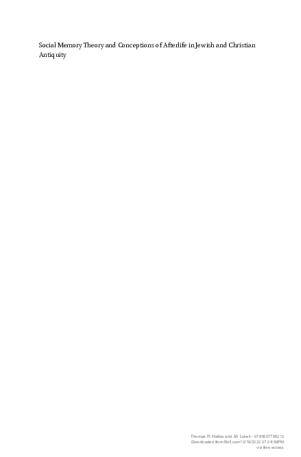 (PDF) Social Memory Theory and Conceptions of Afterlife in Jewish and ...