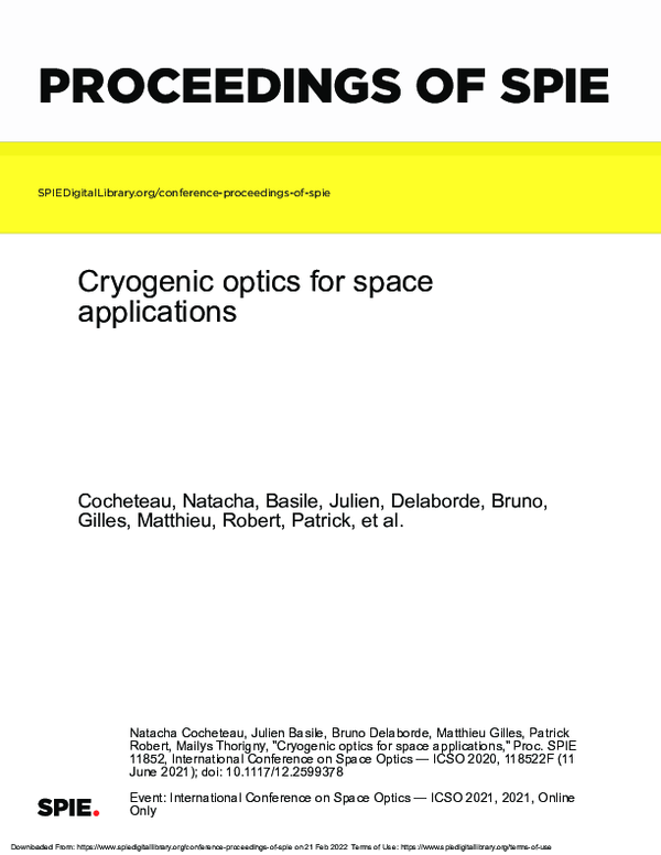(PDF) Cryogenic optics for space applications