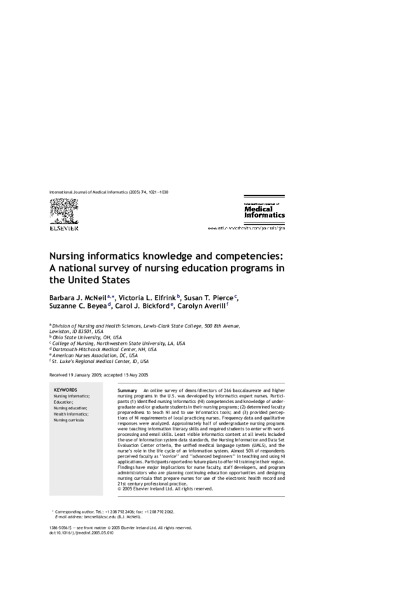 (PDF) Nursing informatics knowledge and competencies: A national survey of nursing education ...