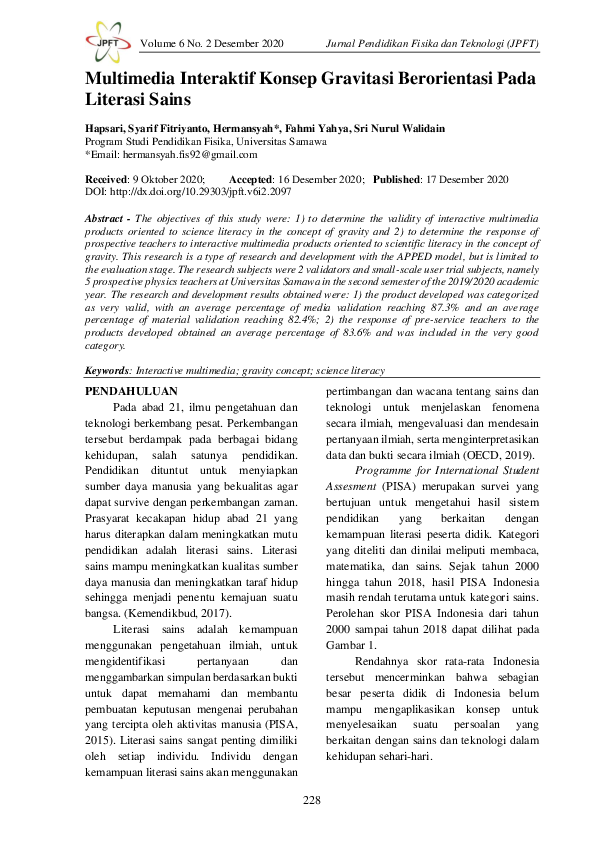(PDF) Multimedia Interaktif Konsep Gravitasi Berorientasi Pada Literasi ...