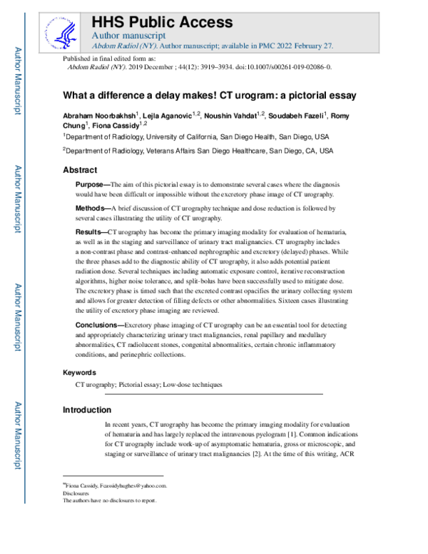 (PDF) What a difference a delay makes! CT urogram: a pictorial essay