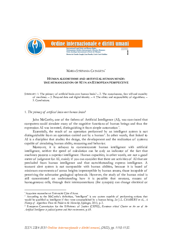 Pdf Human Algorithms And Artificial Human Minds The Humanization Of Ai In An European Perspective