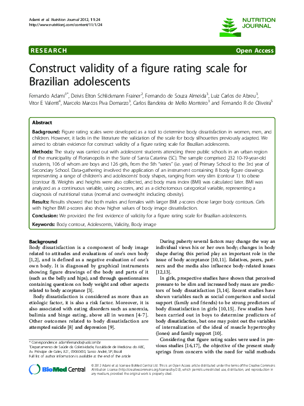 (PDF) Construct validity of a figure rating scale for Brazilian adolescents