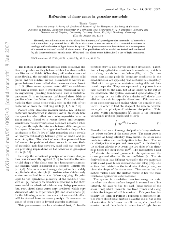 (PDF) Refraction of Shear Zones in Granular Materials