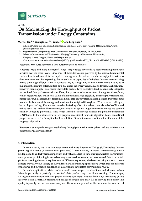 (PDF) On Maximizing the Throughput of Packet Transmission under Energy Constraints | Dai Guangli ...