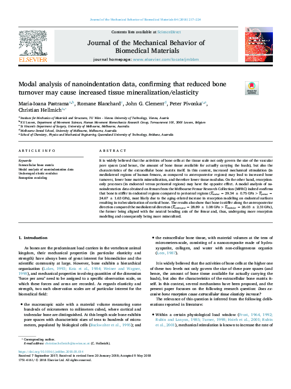 (PDF) Modal analysis of nanoindentation data, confirming that reduced bone turnover may cause ...