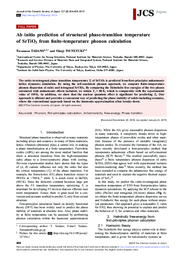 (PDF) Ab initio prediction of structural phase-transition temperature of SrTiO3 from finite ...