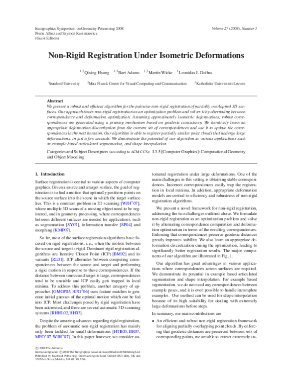 (PDF) Non-Rigid Registration Under Isometric Deformations