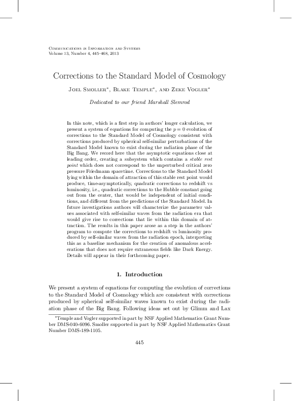 (PDF) Corrections to the standard model of cosmology
