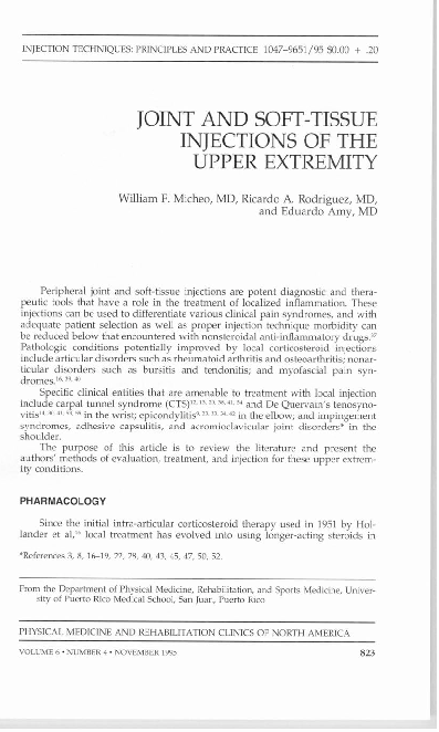 (PDF) Joint and Soft-tissue Injections Of The Upper Extremity