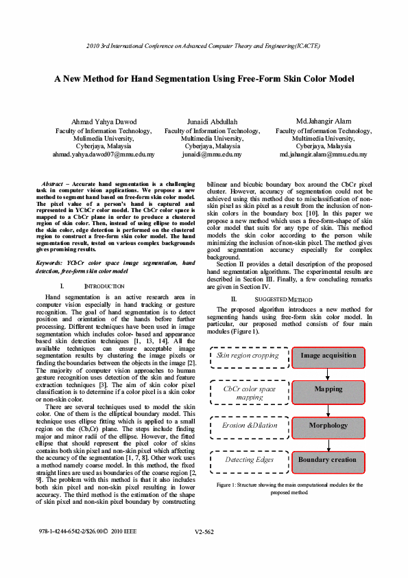 (PDF) A new method for hand segmentation using free-form skin color model