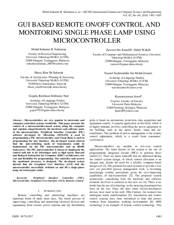 (PDF) Gui Based Remote On/Off Control and Monitoring Single Phase Lamp ...