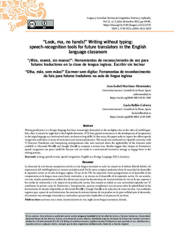 (PDF) “Look, ma, no hands!” Writing without typing: speech-recognition ...