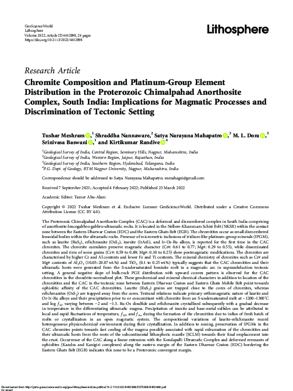 (PDF) Chromite Composition and Platinum-Group Element Distribution in ...