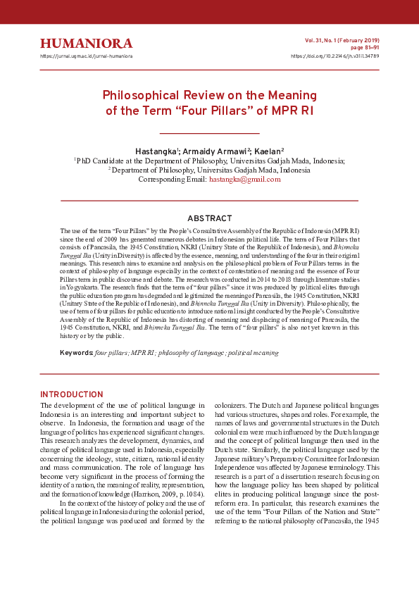 (PDF) Philosophical Review on the Meaning of the Term “Four Pillars” of ...