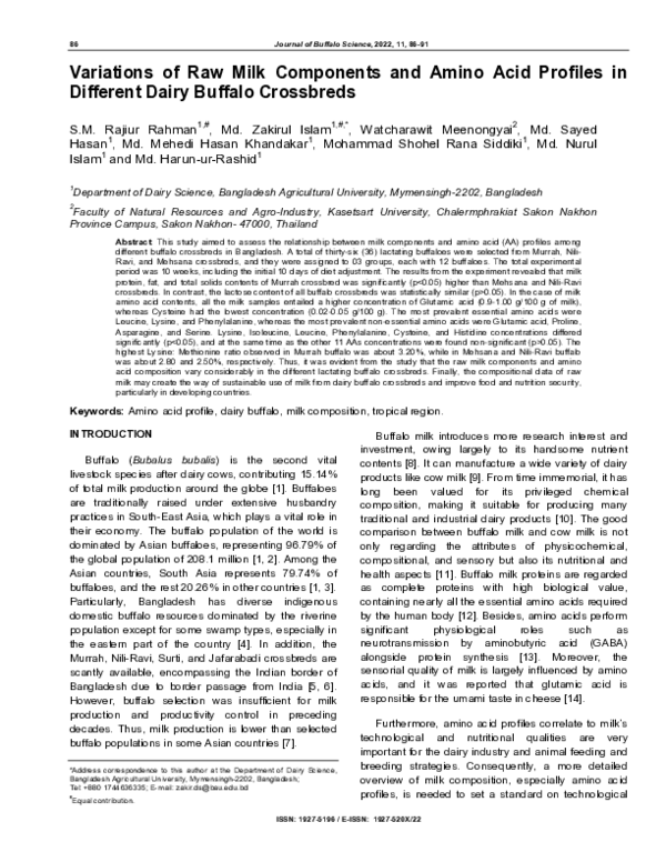 (PDF) Variations of Raw Milk Components and Amino Acid Profiles in ...