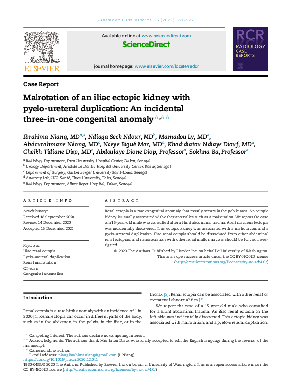 (PDF) Malrotation of an iliac ectopic kidney with pyelo-ureteral ...